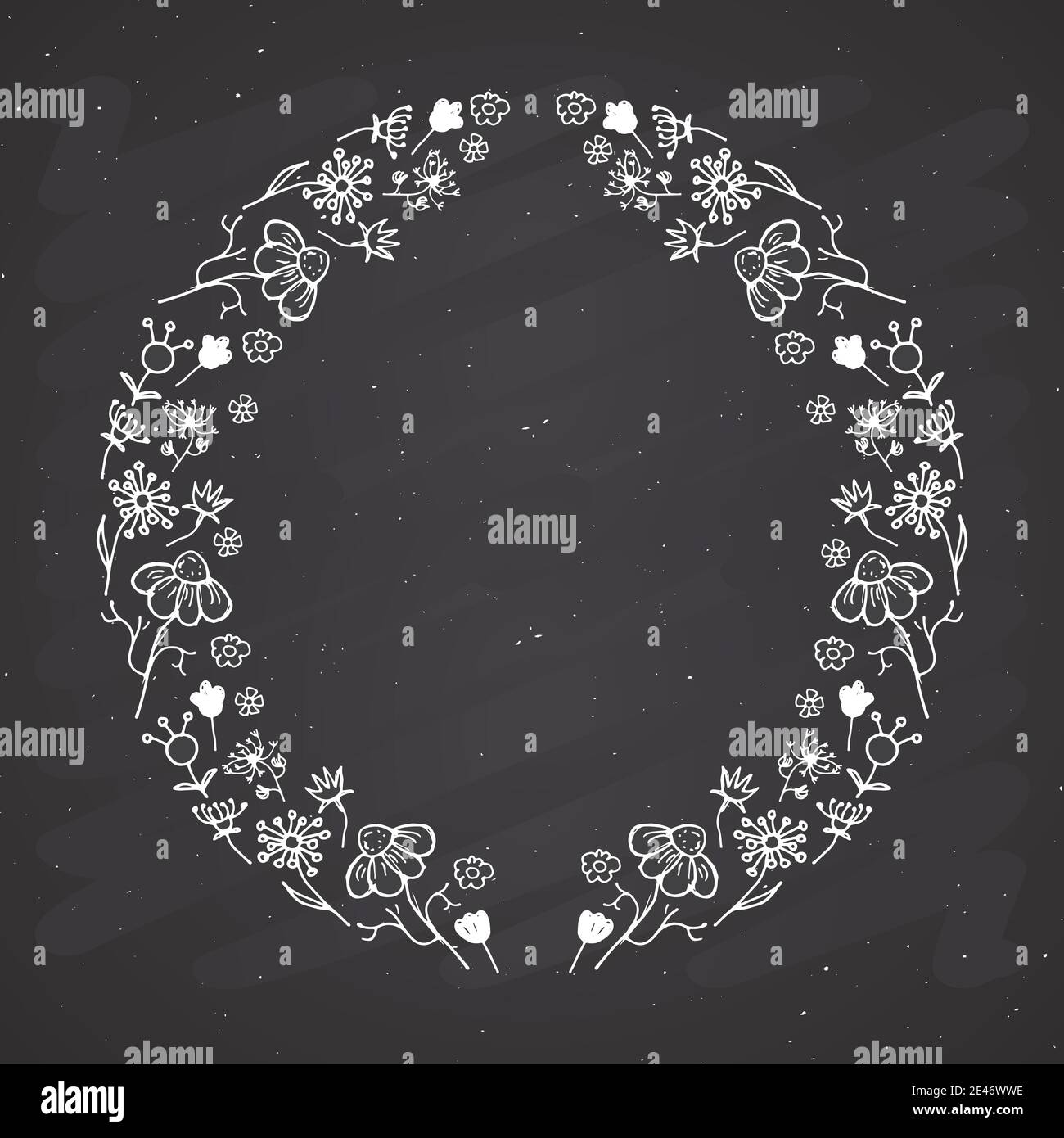 Round flower Frame hand drawn sketch doodles. Vector illustration on ...