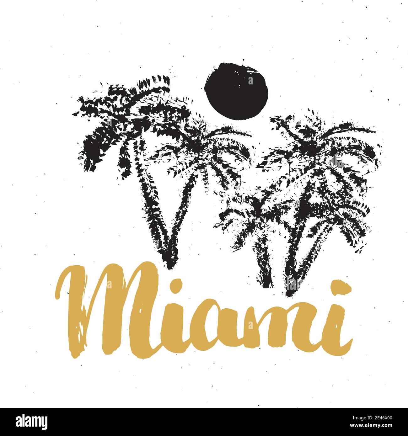 Miami Calligraphy lettering handwritten sign, Hand drawn grunge ...
