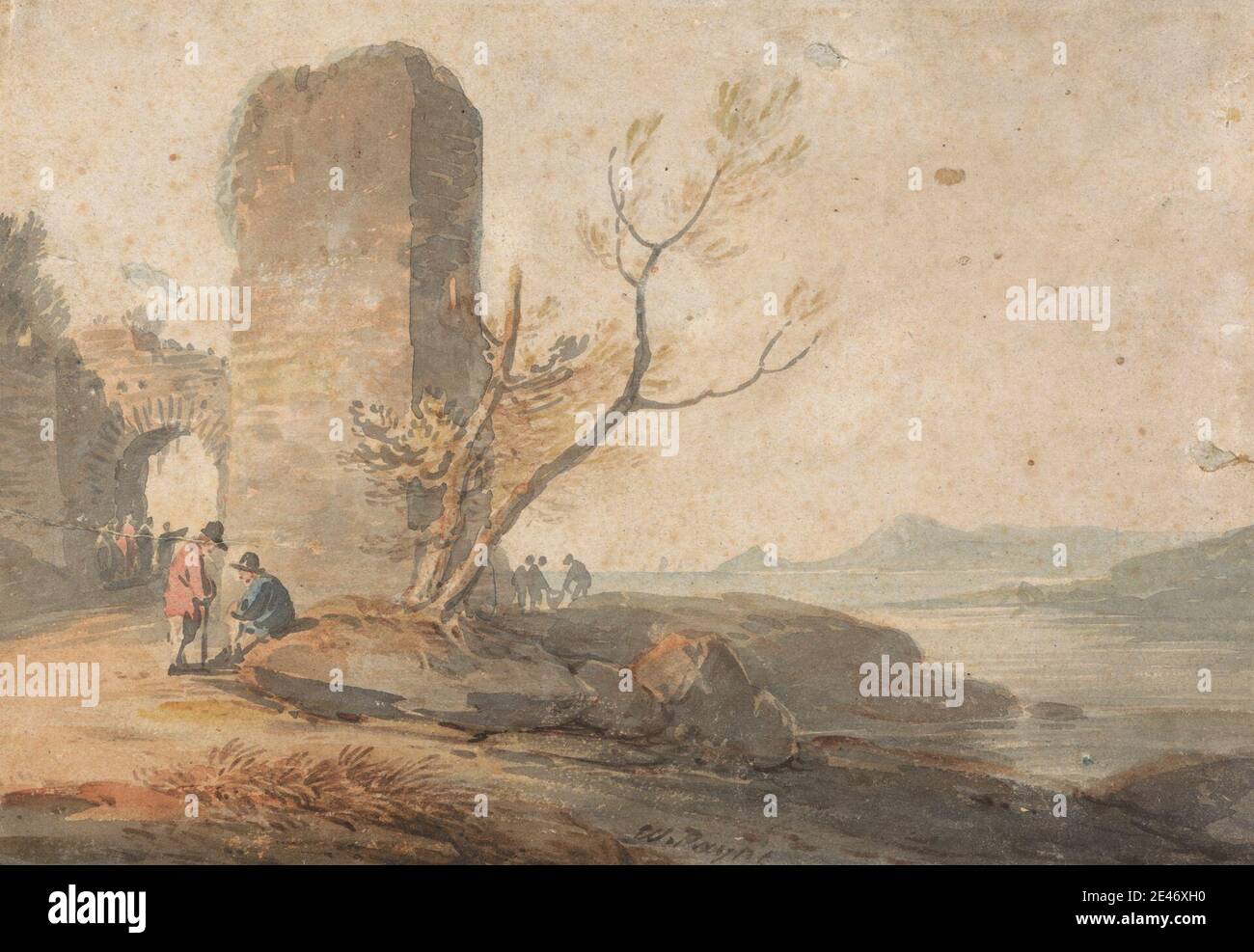 William Payne, active 1850s, British, Figures by a Ruined Arch, undated ...