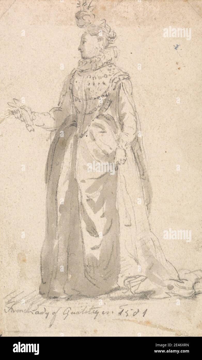 Thomas Girtin, 1775–1802, British, Figure Costume Study: French Lady of ...