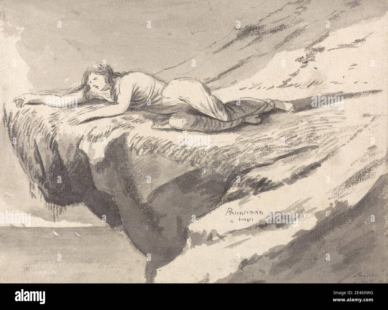 unknown artist, Ariadne, undated. Graphite and gray wash with ...