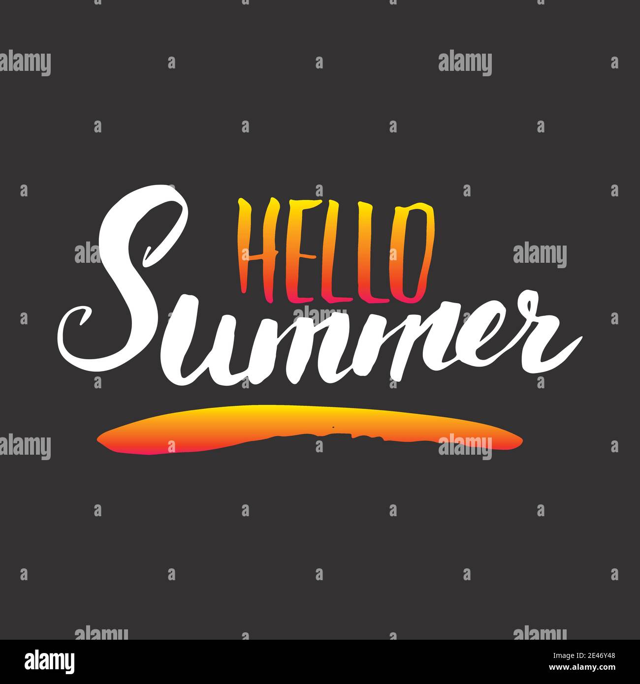 Hello Summer Calligraphy lettering handwritten sign, Hand drawn grunge ...