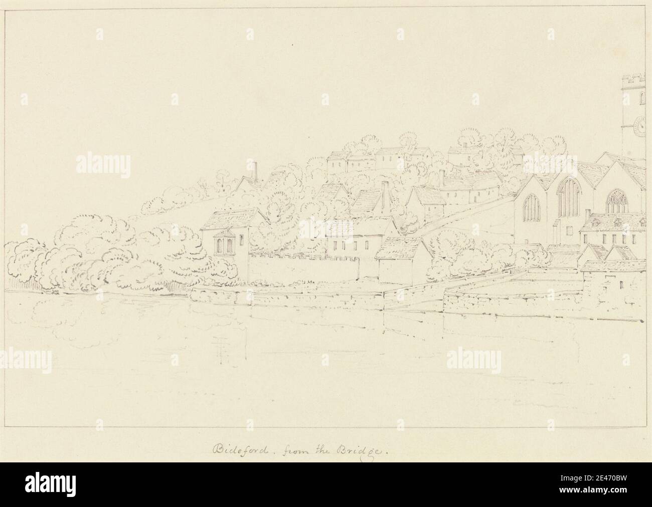 unknown artist, Bideford, from the Bridge, undated. Graphite on medium ...