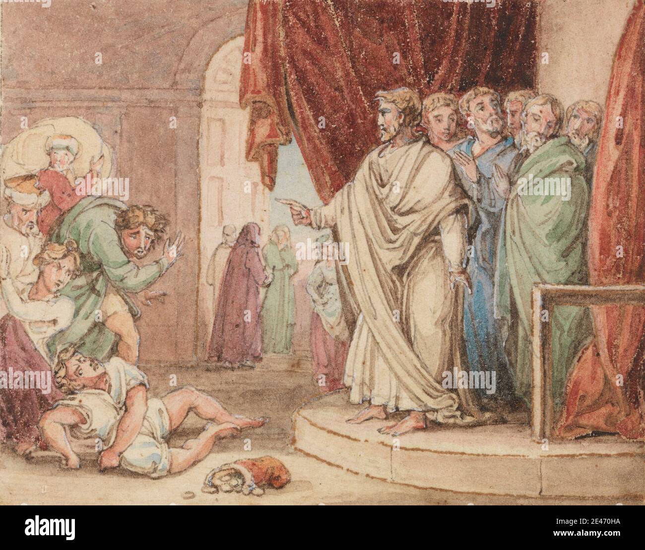 Attributed to John Martin, 1789–1854, British, The Death of Ananias ...