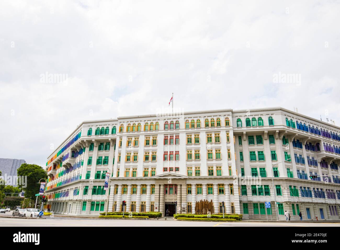 the view of Old Hill Street Police Station. It is a historic building ...