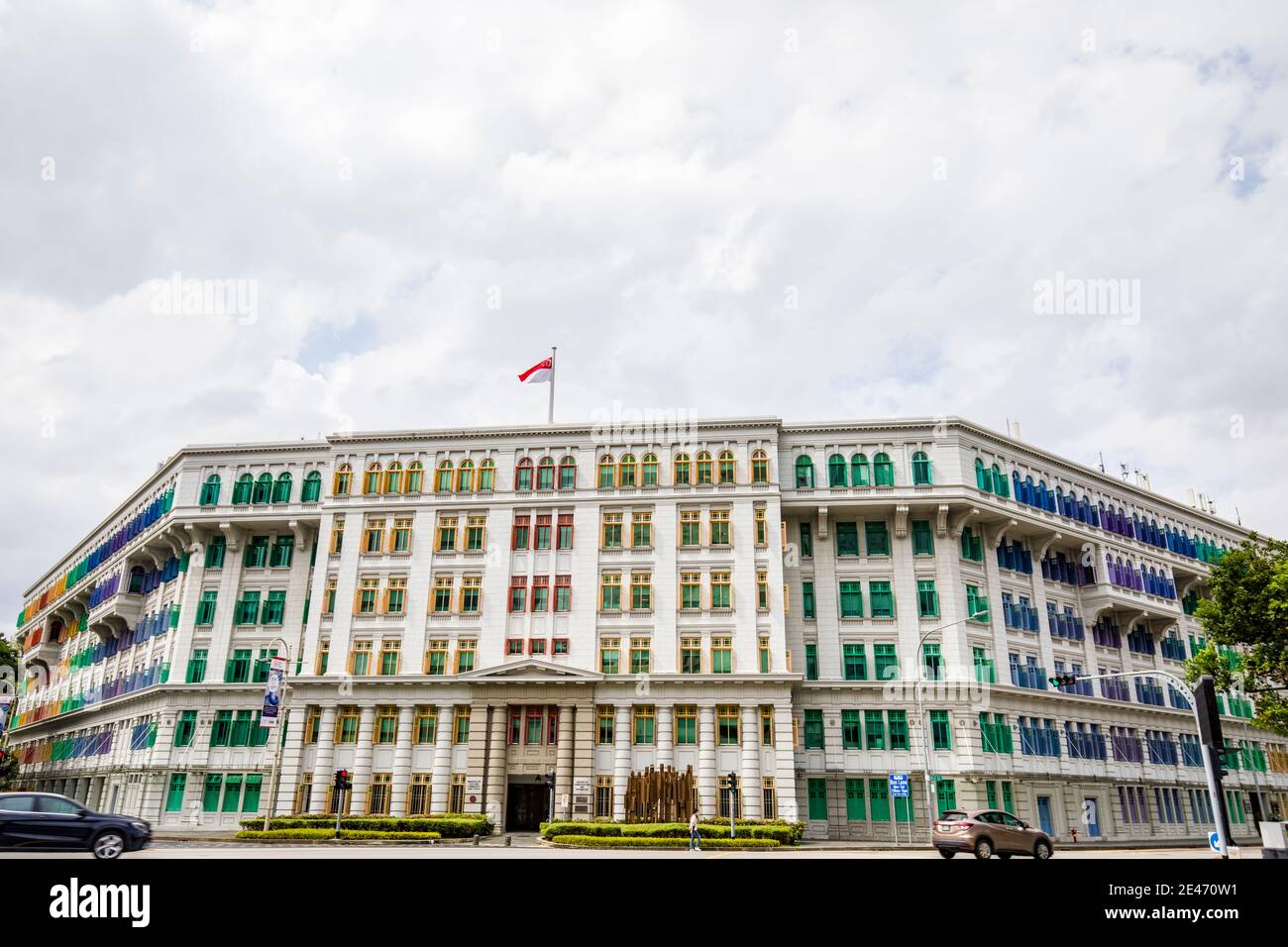 the view of Old Hill Street Police Station. It is a historic building ...