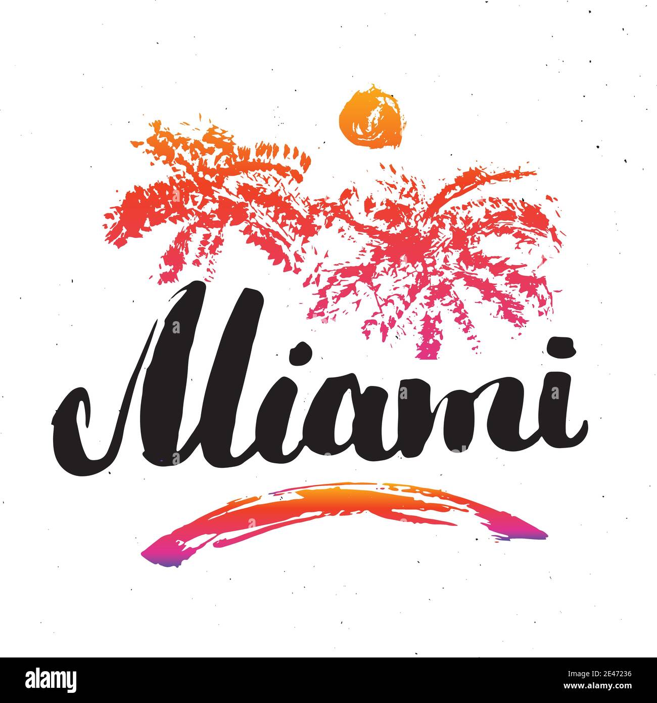 Miami Calligraphy lettering handwritten sign, Hand drawn grunge ...