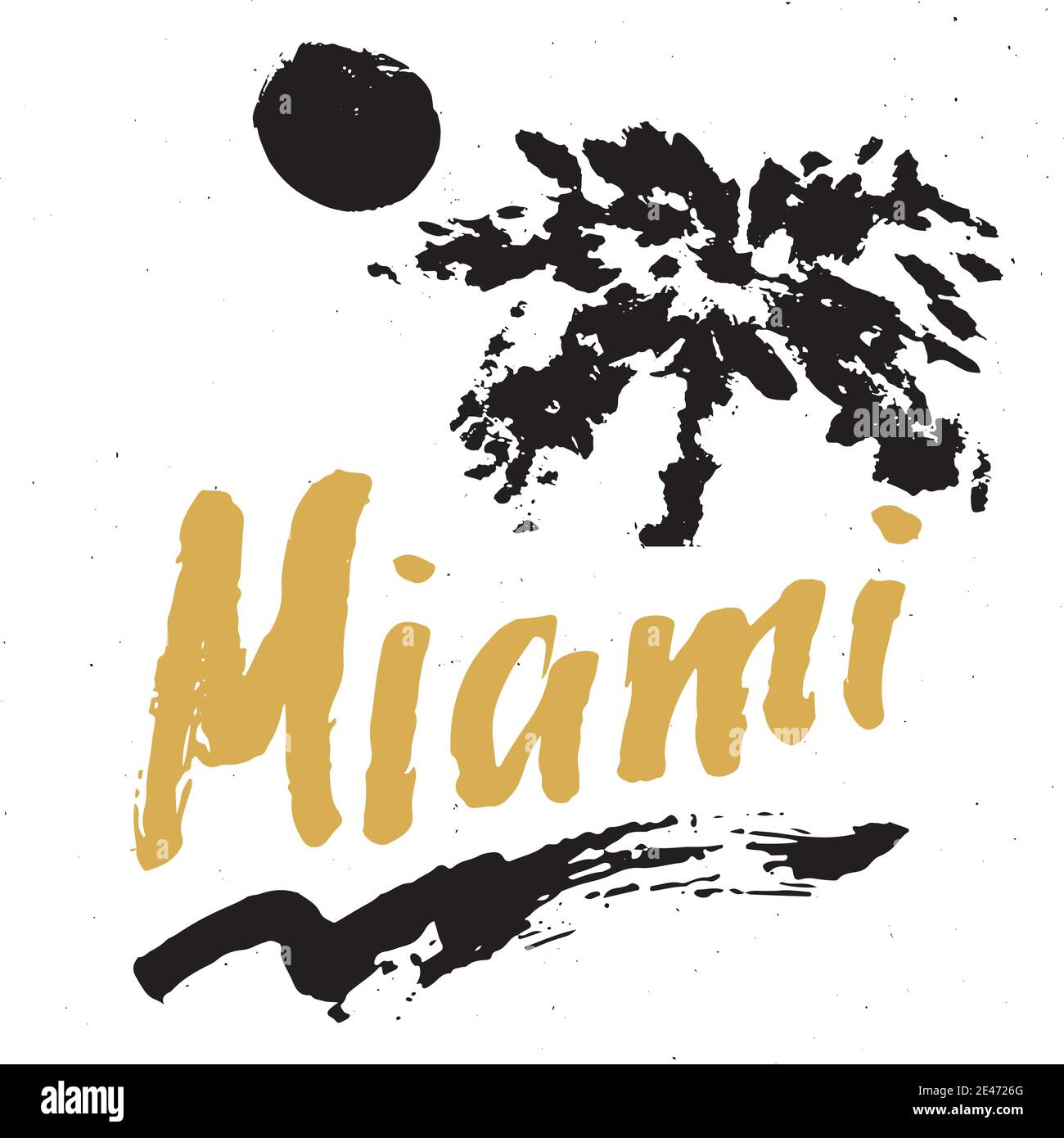 Miami Calligraphy lettering handwritten sign, Hand drawn grunge ...