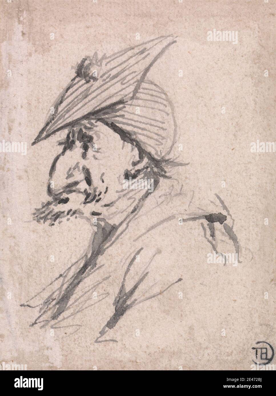 Francis Le Piper, 1640–1698, British, Caricature of a Man Wearing ...