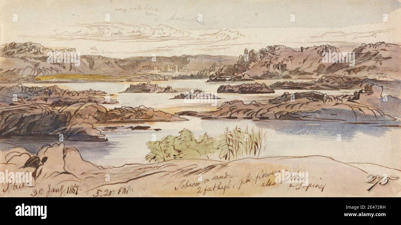 Edward Lear, 1812–1888, British, Philae, 5:20 pm, 30 January 1867 (275 ...