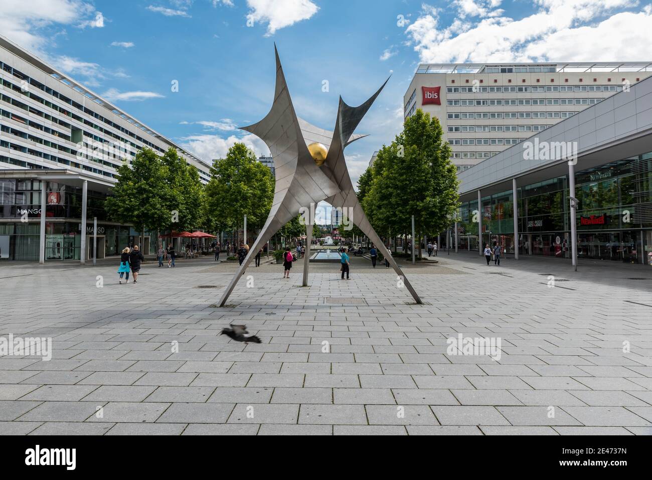 DRESDEN, GERMANY - Jul 03, 2016: Art in the Prager Street in Dresden ...
