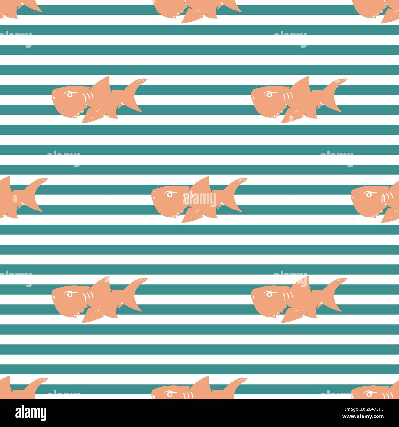 Shark seamless pattern, Hand drawn sketched doodle shark, vector ...