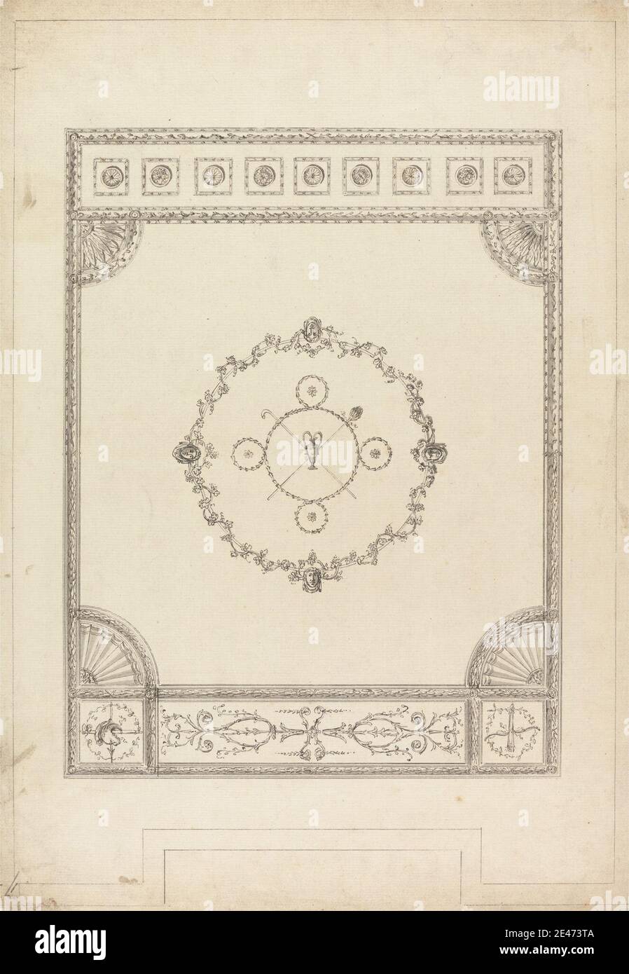 unknown artist, Design for a Ceiling, undated. Pen, black ink, and gray ...
