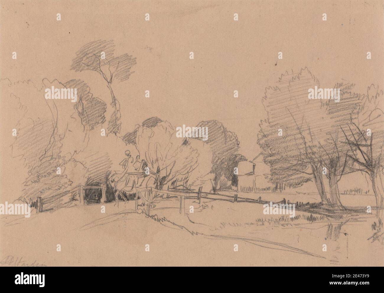 James Duffield Harding, 1798–1863, British, Willows by a Stream, Horse ...
