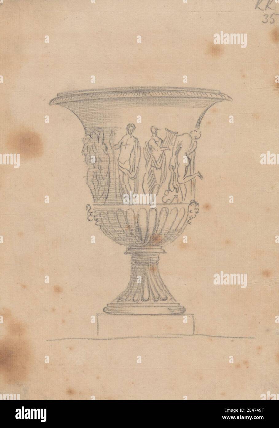 John Robert Cozens, 1752–1797, British, Urn, ca. 1780. Graphite on thin ...