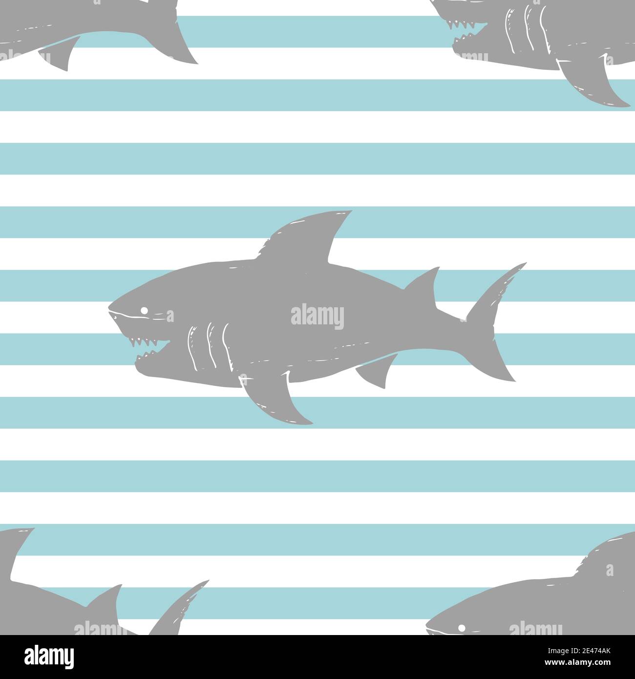 Shark seamless pattern, Hand drawn sketched doodle shark, vector ...