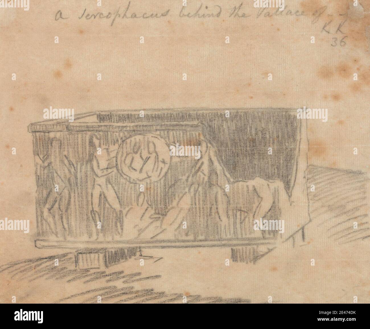 John Robert Cozens, 1752–1797, British, A Sarcophagus Behind the Palace ...