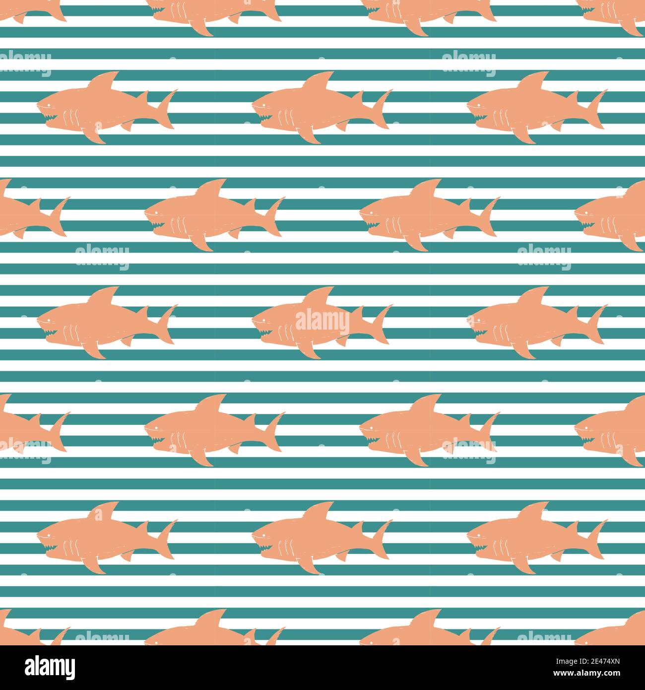 Shark seamless pattern, Hand drawn sketched doodle shark, vector ...