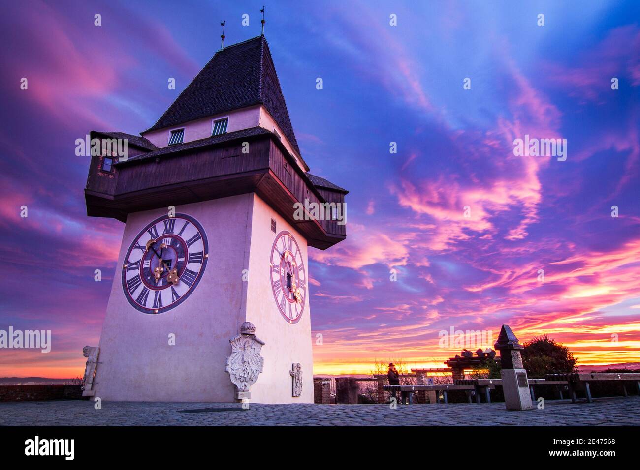 The famous clocktower as a landmark of the city of Graz Stock Photo - Alamy