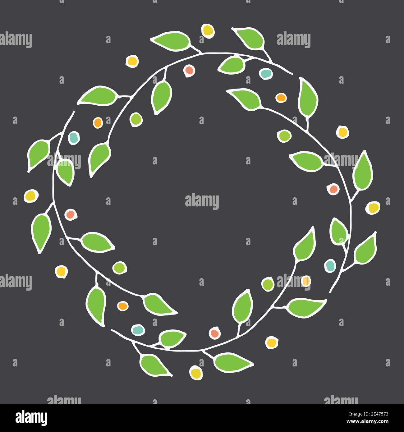 Round flower Frame hand drawn sketch doodles. Vector illustration on ...