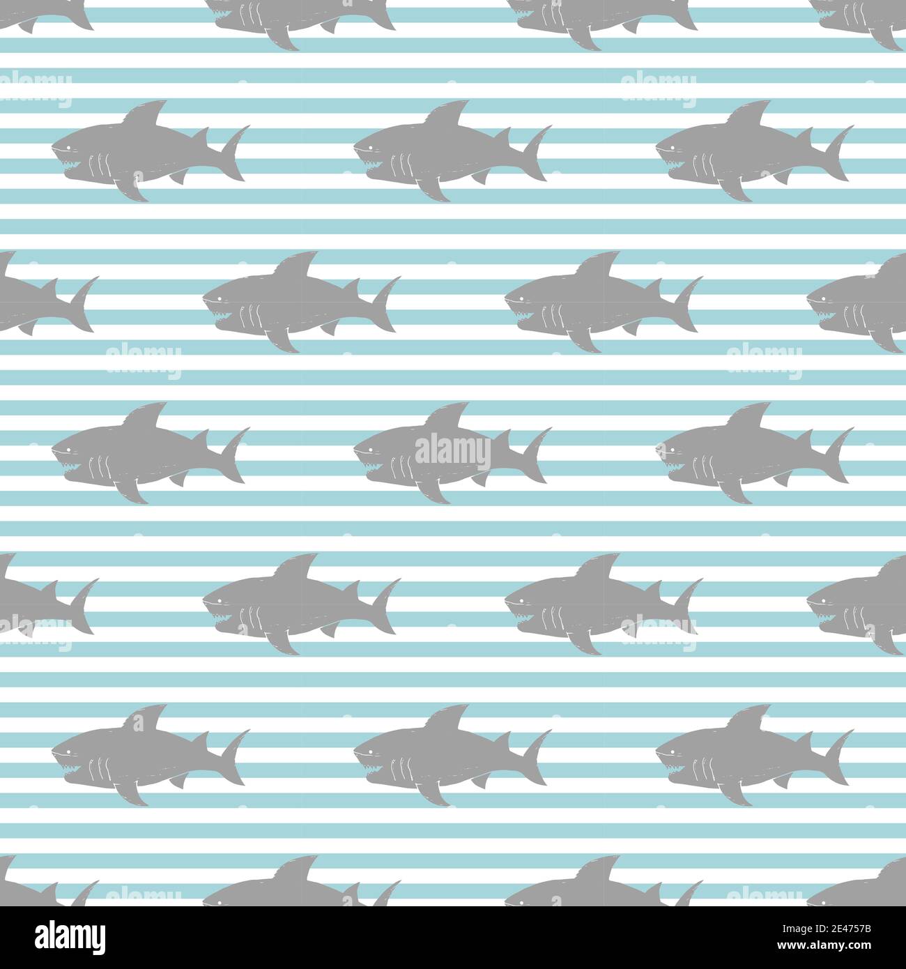 Shark seamless pattern, Hand drawn sketched doodle shark, vector ...