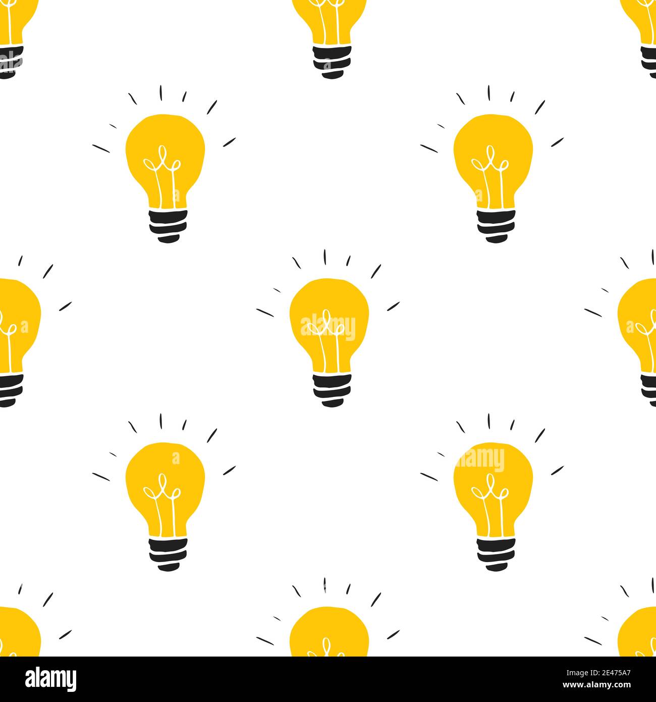 Light bulb Seamless Pattern hand drawn. Vector Illustration Stock ...