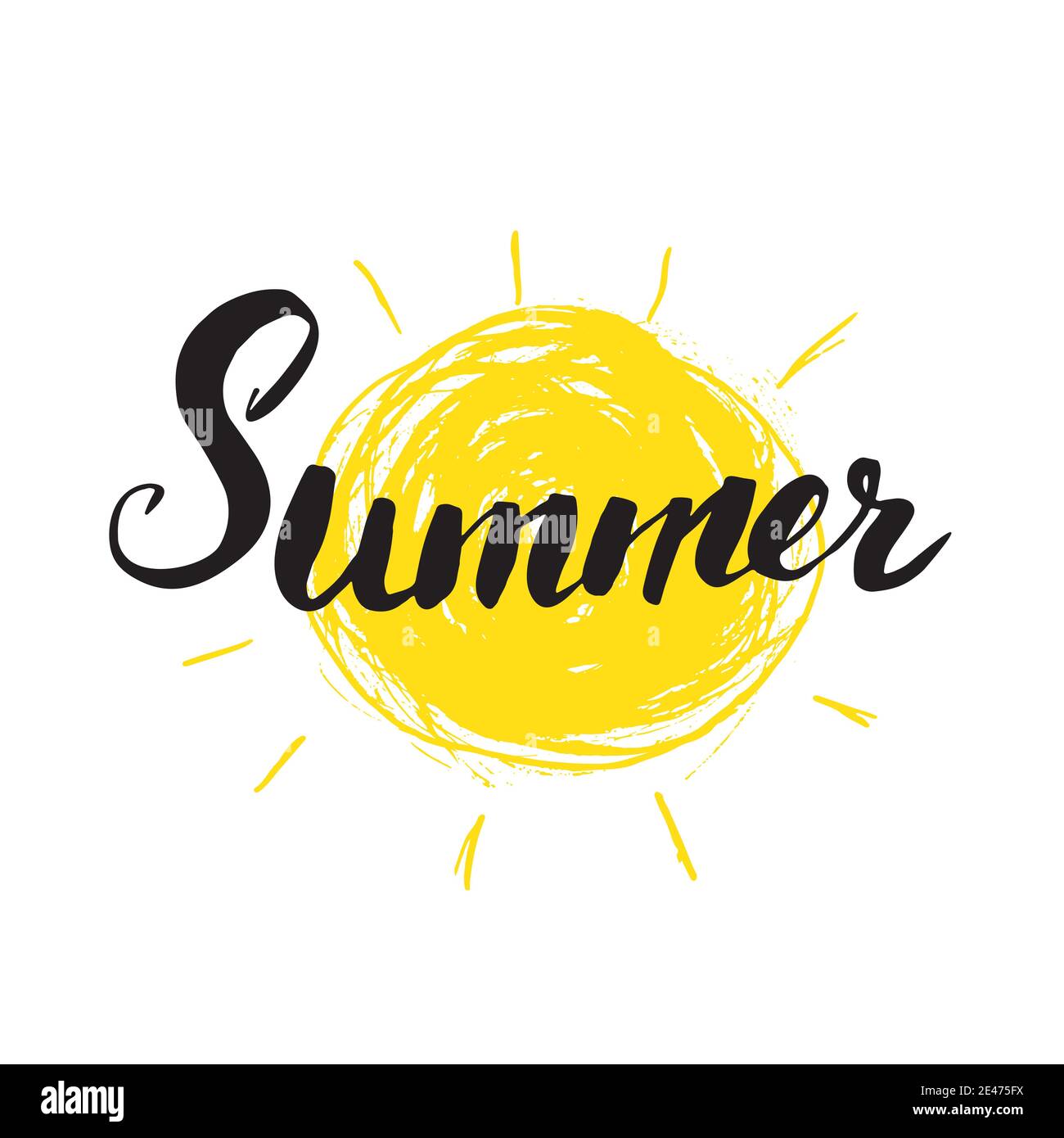 Summer Calligraphy lettering handwritten sign, Hand drawn grunge ...