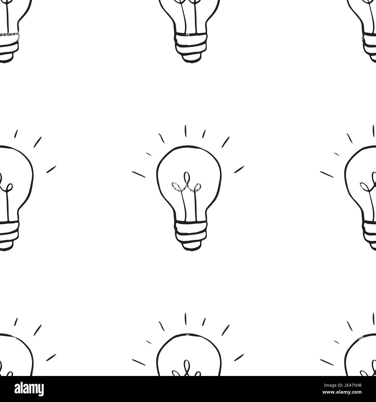 Light bulb Seamless Pattern hand drawn. Vector Illustration Stock ...