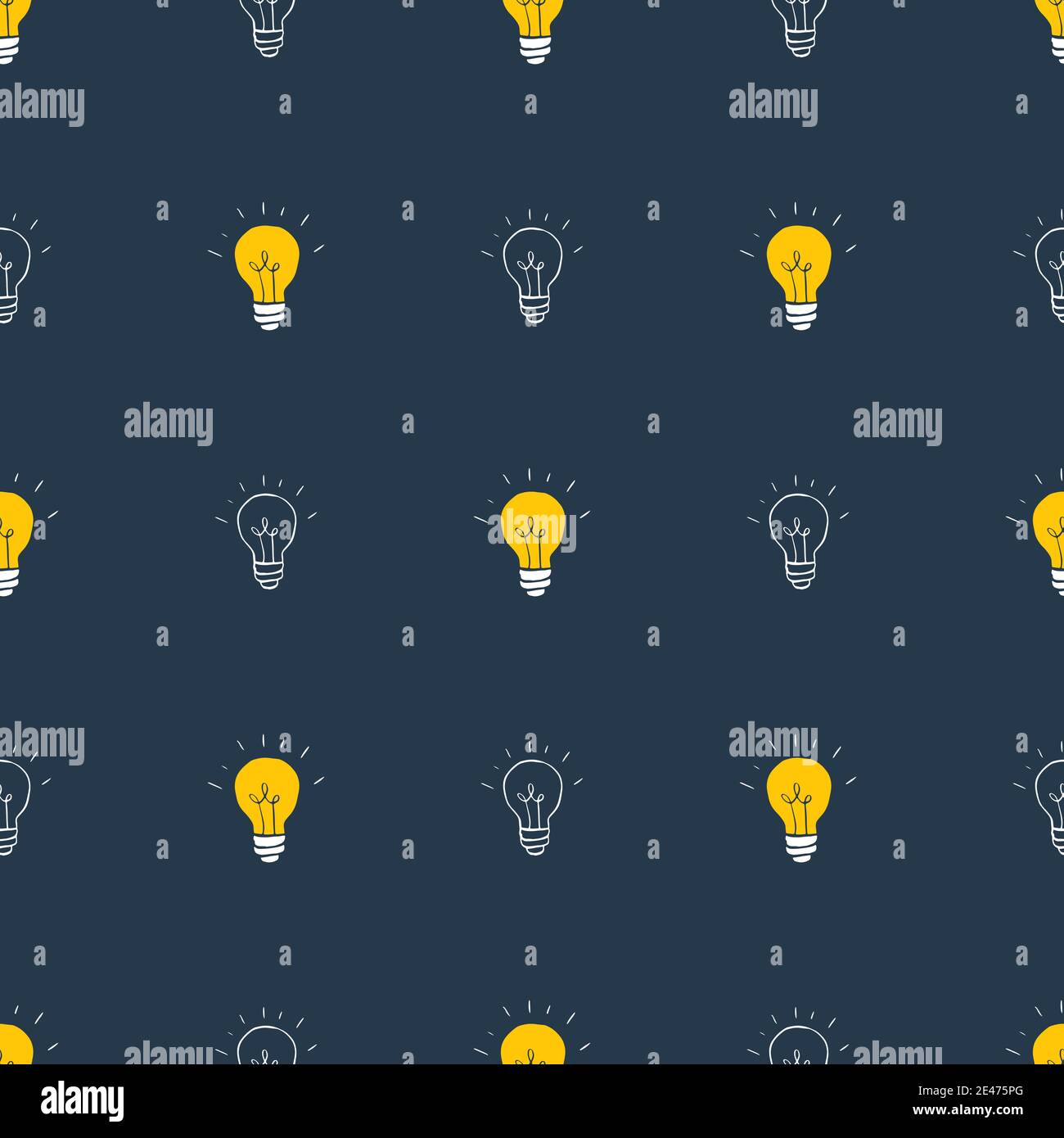Light bulb Seamless Pattern hand drawn. Vector Illustration Stock ...