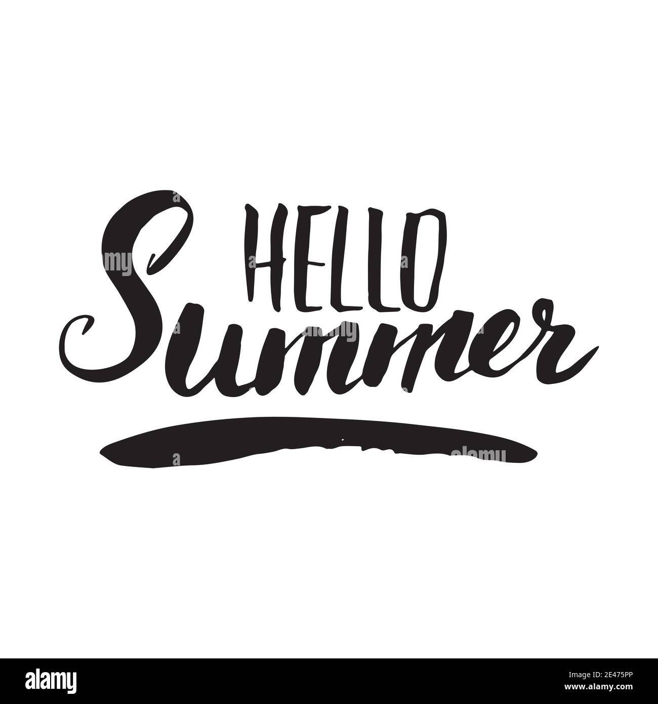 Hello Summer Calligraphy lettering handwritten sign, Hand drawn grunge ...