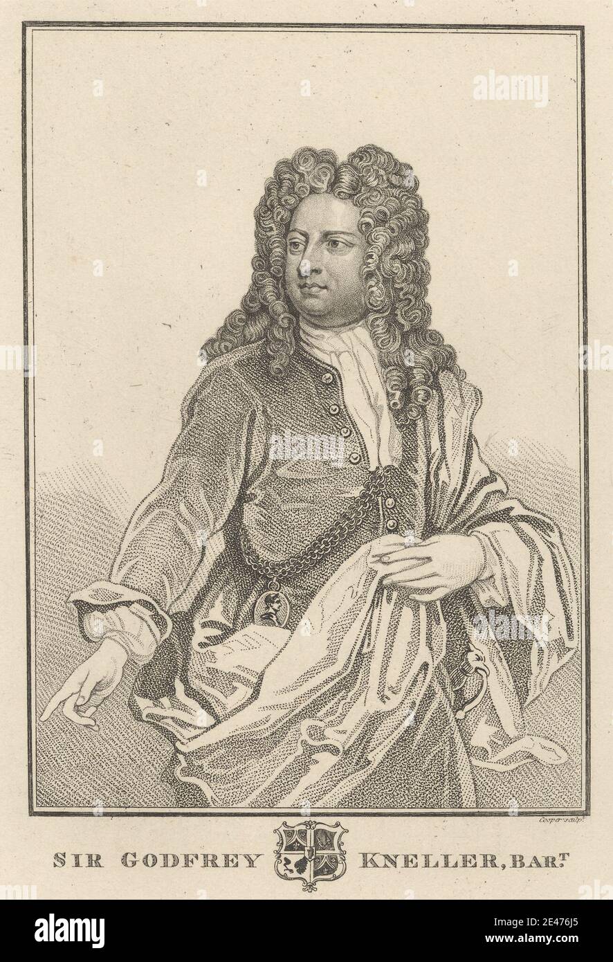 Print made by unknown artist, (Cooper), Sir Godfrey Kneller, undated ...