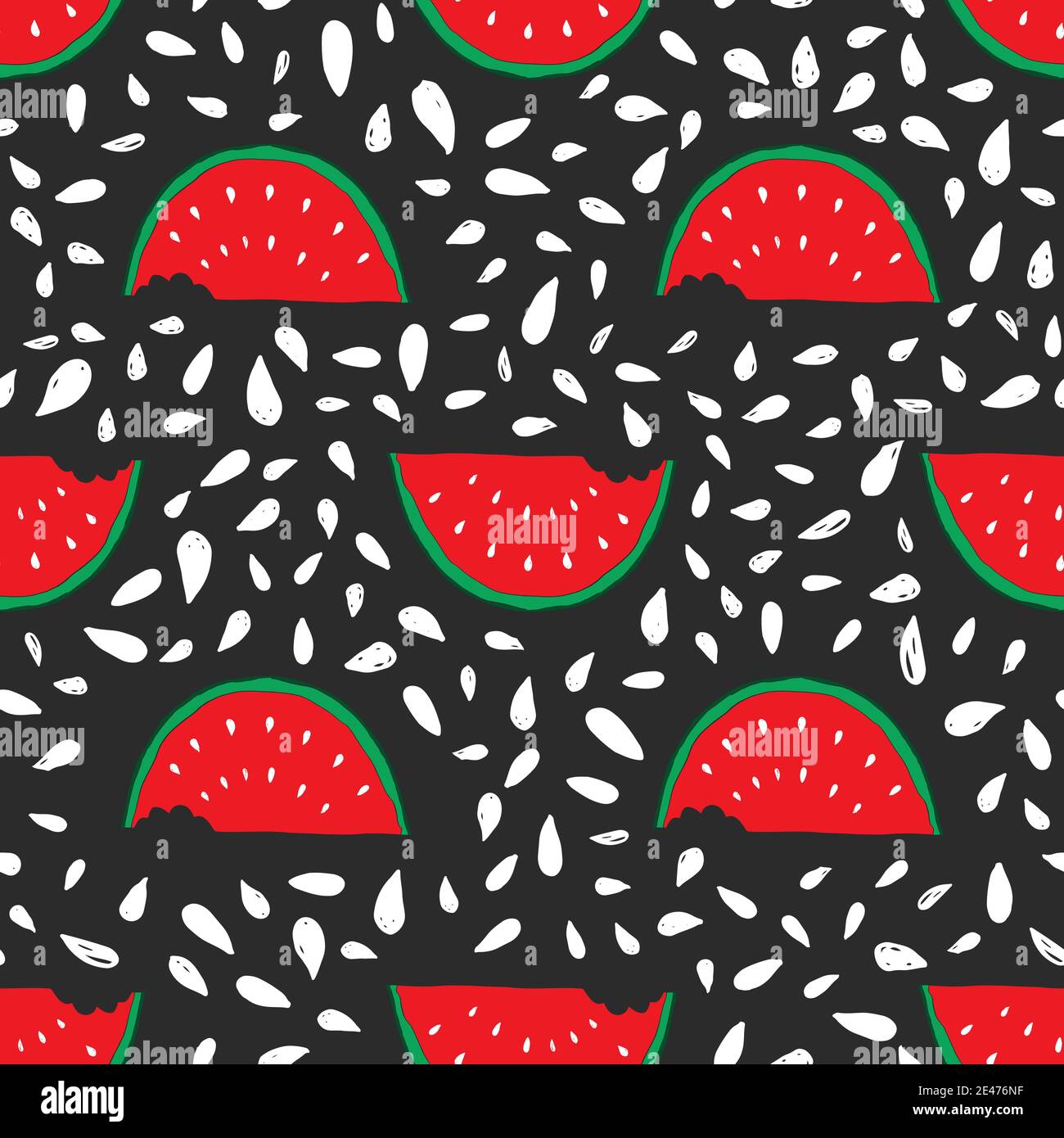 Watermelon Seamless Pattern hand drawn. Vector Illustration Stock ...