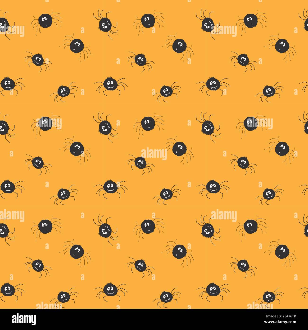 Cute Spider Seamless Pattern, Cartoon Hand Drawn Spider Doodles Vector ...