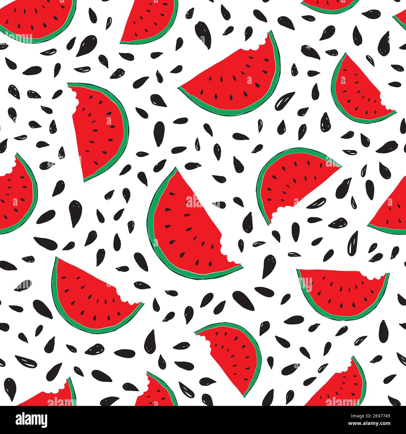 Watermelon Seamless Pattern hand drawn. Vector Illustration Stock ...
