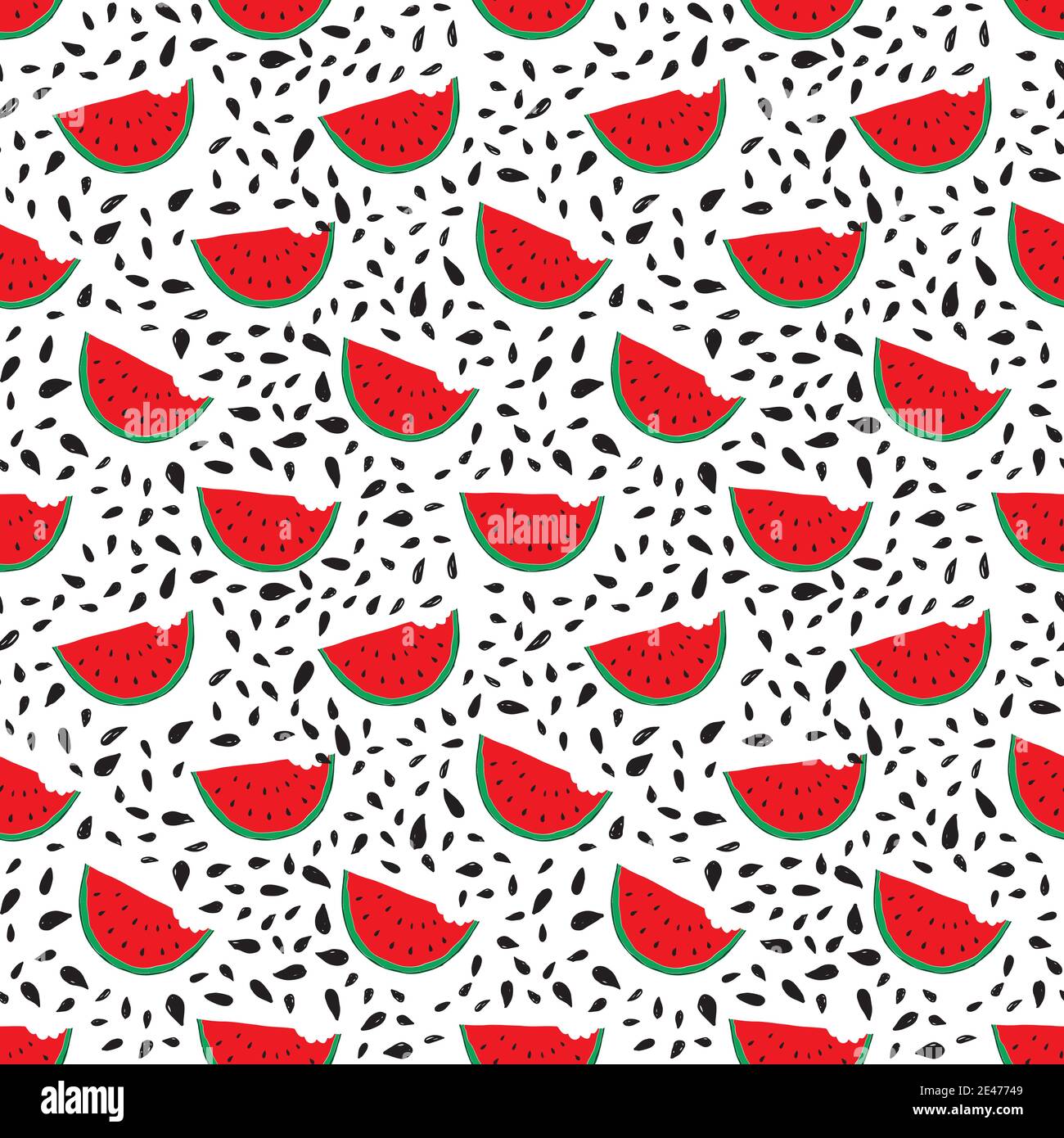 Watermelon Seamless Pattern hand drawn. Vector Illustration Stock ...