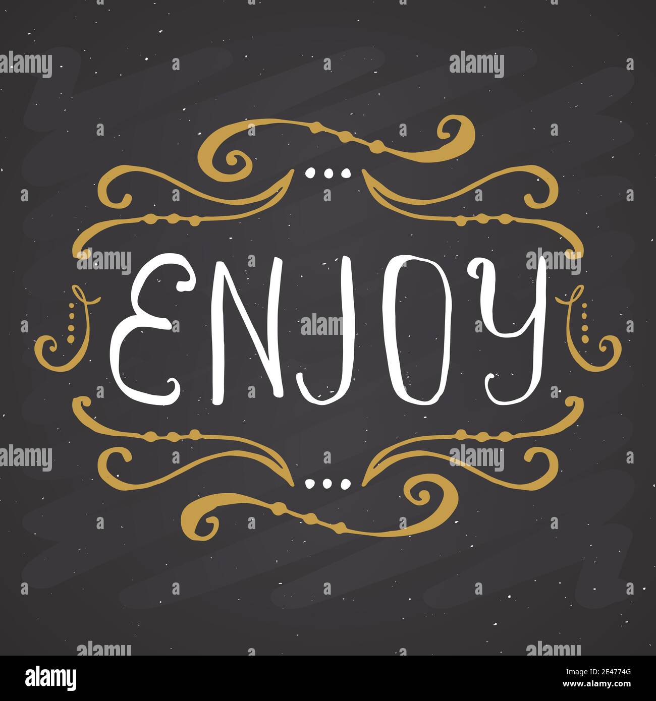 Enjoy lettering handwritten sign, Hand drawn grunge calligraphic text ...