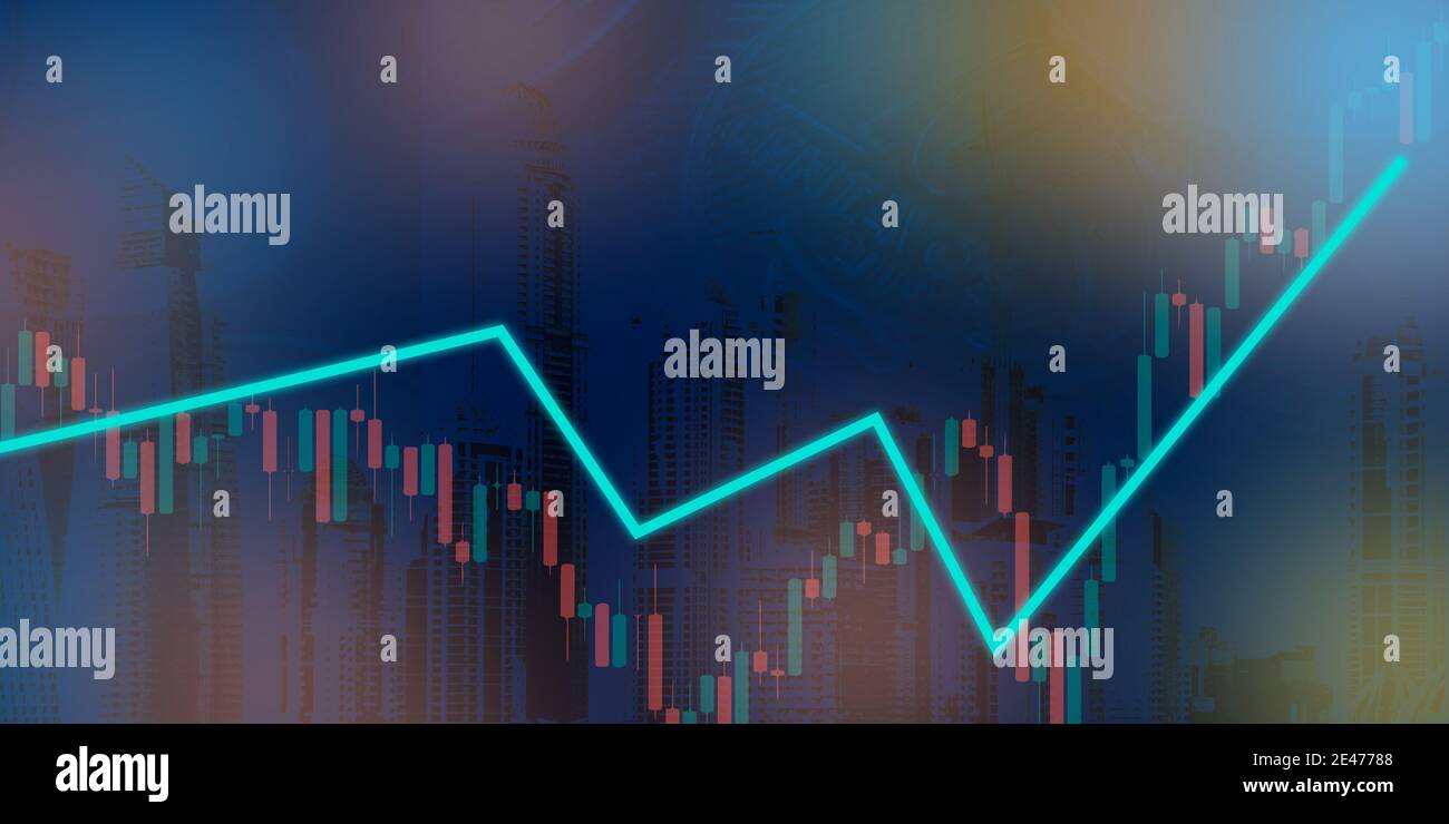 Rising financial chart on a black surface - finance Stock Photo - Alamy