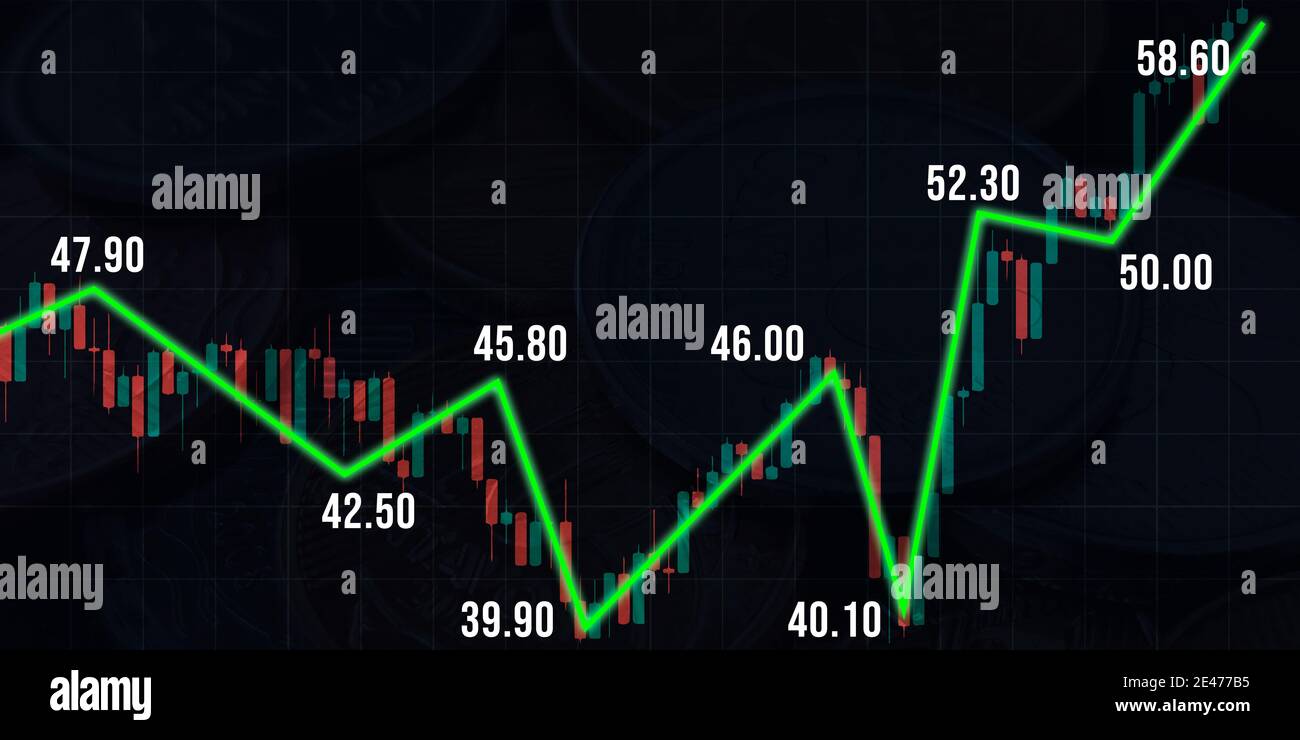 Rising financial chart on a black surface - finance Stock Photo - Alamy
