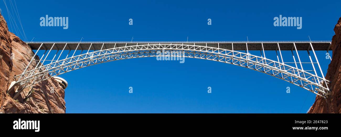 The Glen Canyon Bridge from below showing the arching support of steel ...