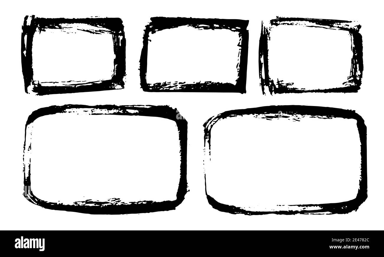 Frames and text boxes, grunge textured hand drawn elements set, vector ...