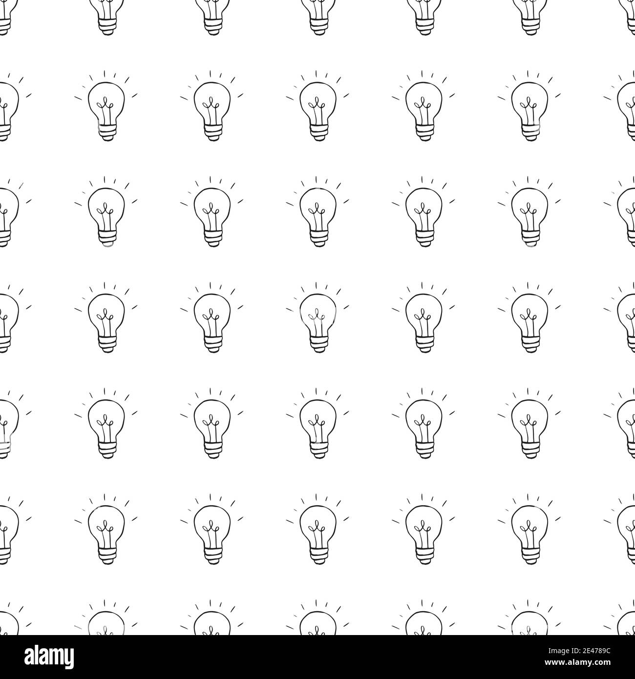 Light bulb Seamless Pattern hand drawn. Vector Illustration Stock ...