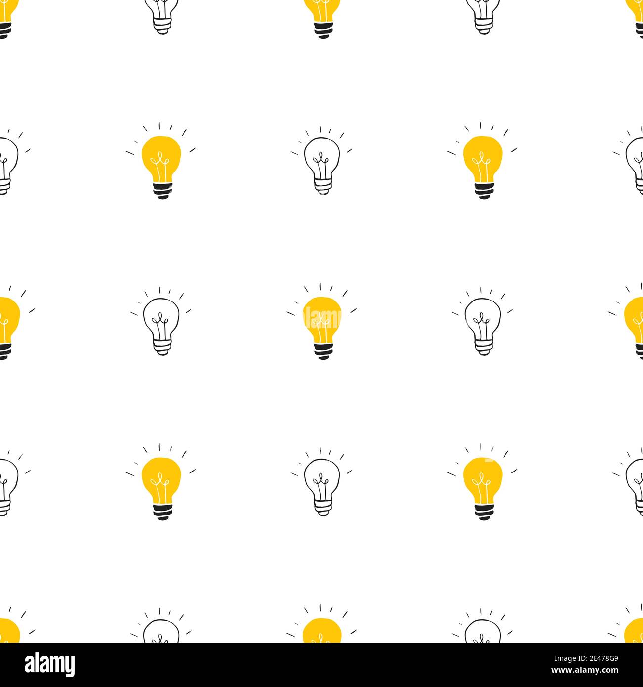 Light bulb Seamless Pattern hand drawn. Vector Illustration Stock ...
