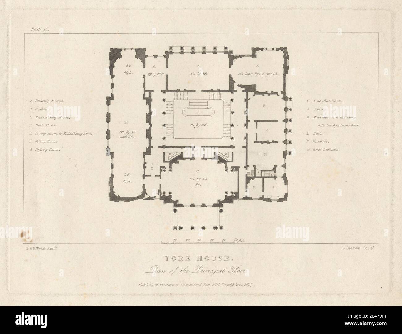 George Gladwin, active 1820s–1830s, York House: Plan of Principle Floor ...