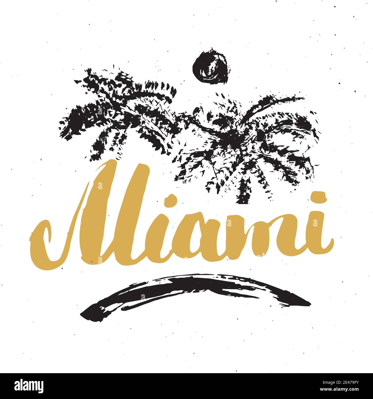 Miami Calligraphy lettering handwritten sign, Hand drawn grunge ...