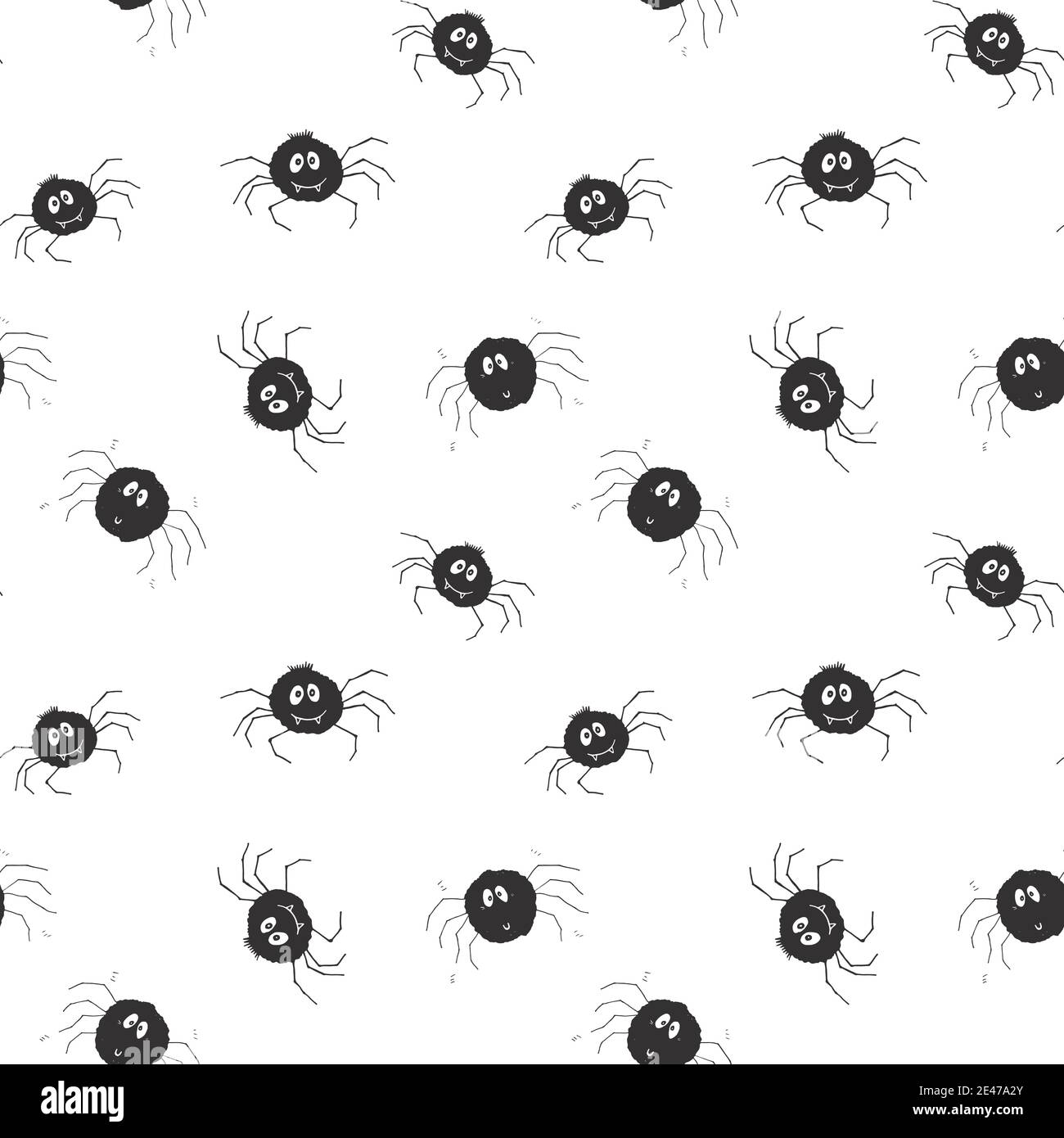 Cute Spider Seamless Pattern, Cartoon Hand Drawn Spider Doodles Vector ...