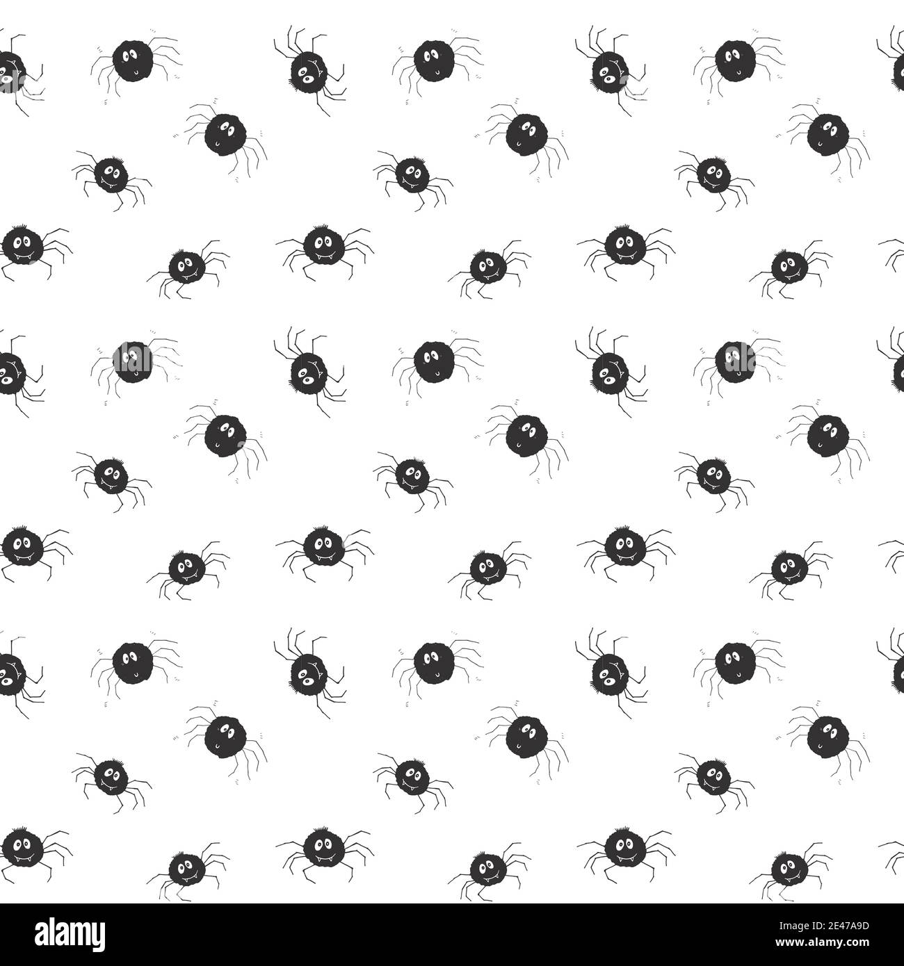 Cute Spider Seamless Pattern, Cartoon Hand Drawn Spider Doodles Vector ...