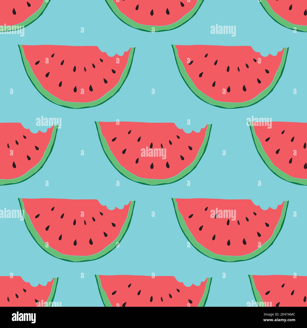 Watermelon Seamless Pattern hand drawn. Vector Illustration Stock ...