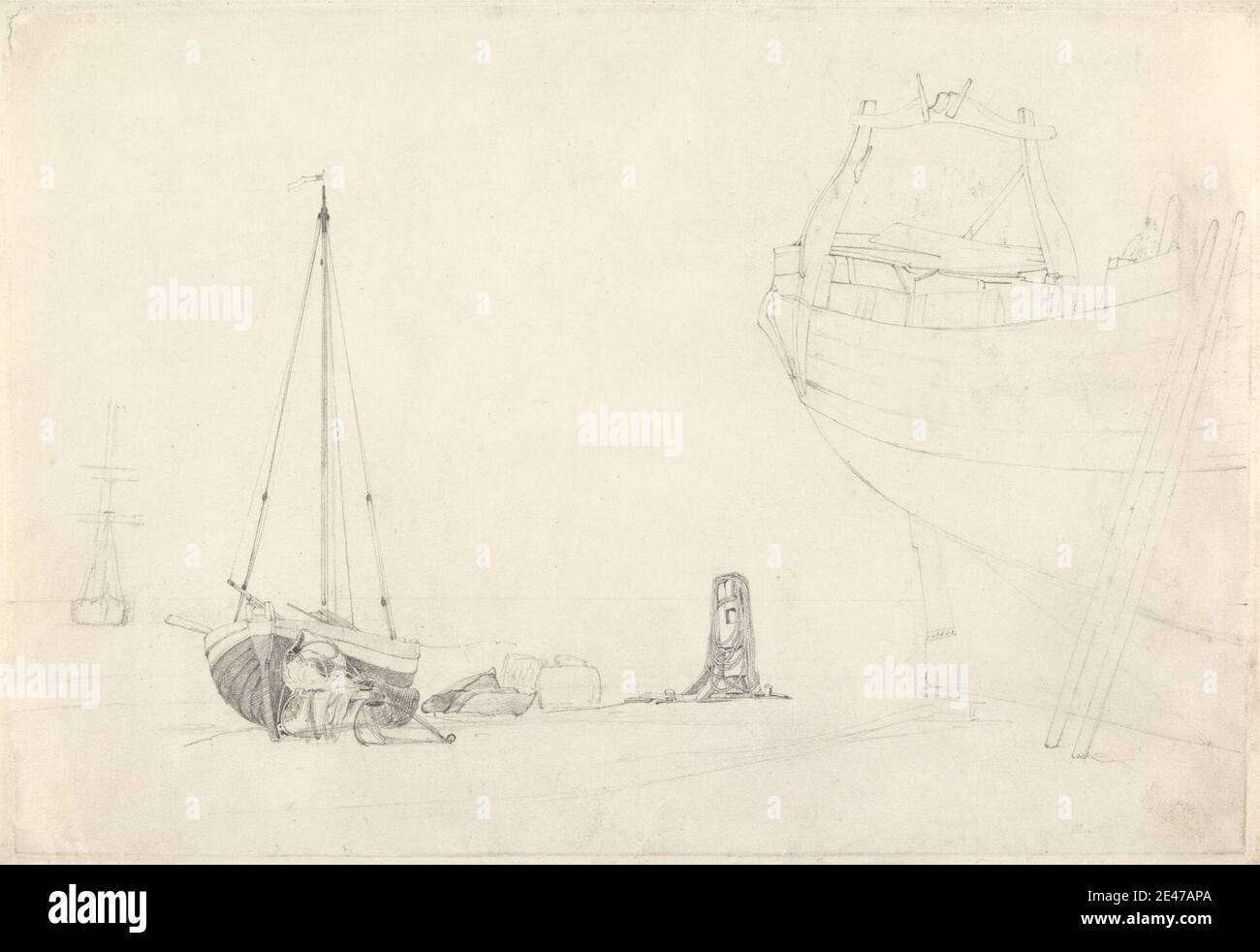Cornelius Varley, 1781–1873, British, Study of Small Fishing Vessel on ...