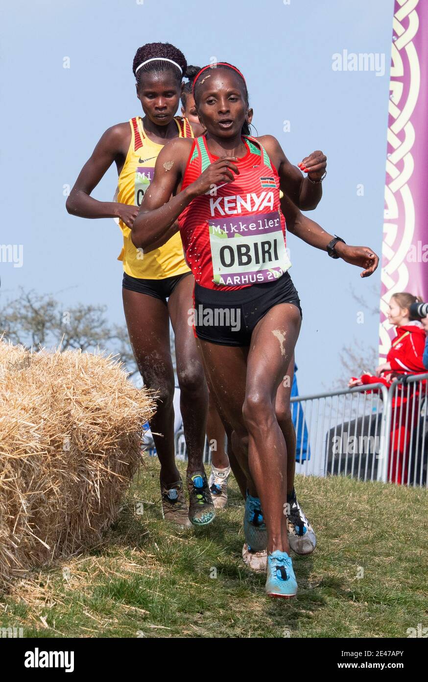 Hellen Obiri (front) from Kenya seen in action during IAAF World Cross ...