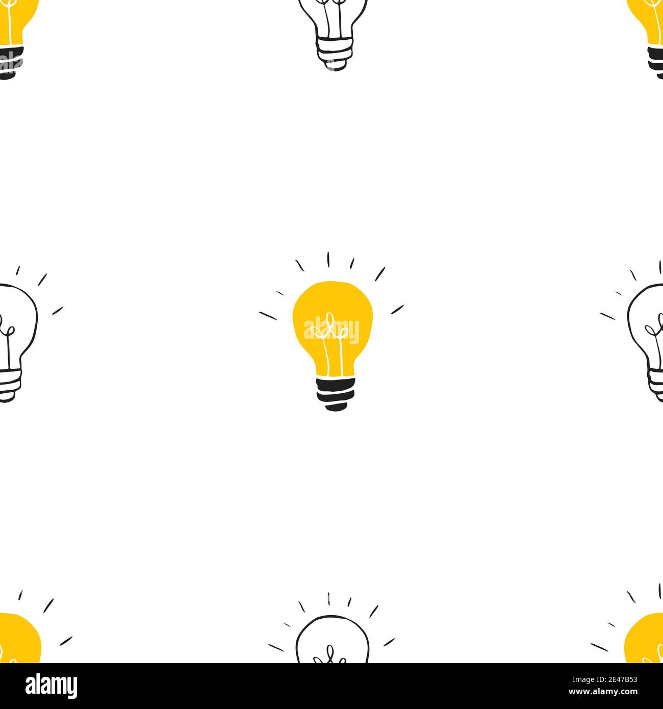 Light bulb Seamless Pattern hand drawn. Vector Illustration Stock ...